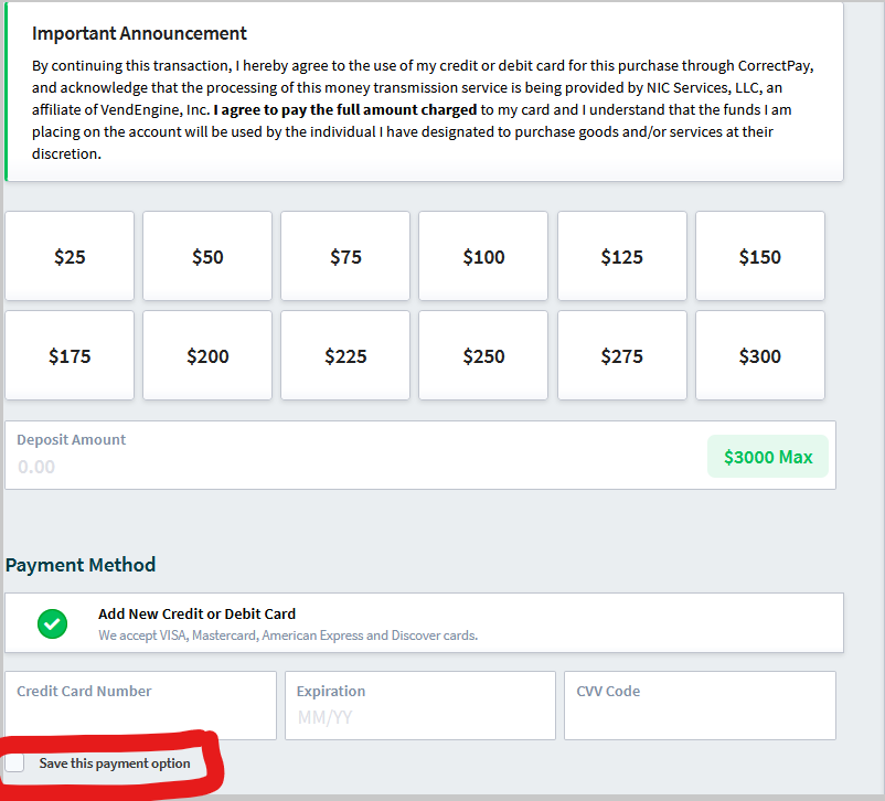 💳 Saving Payment Method to Visitor Account – CorrectPay